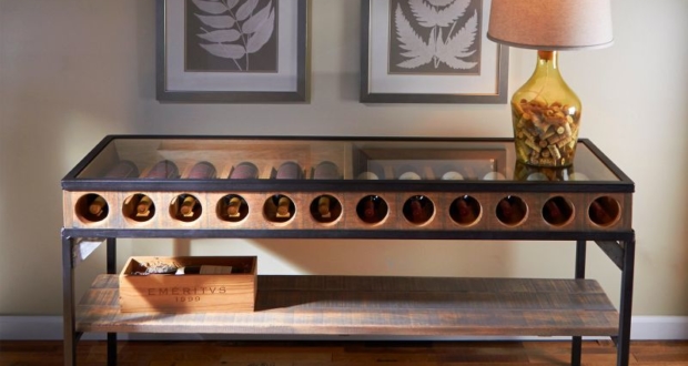 Wine Bottle Display Console Table Shows-Off Your Favorite Labels