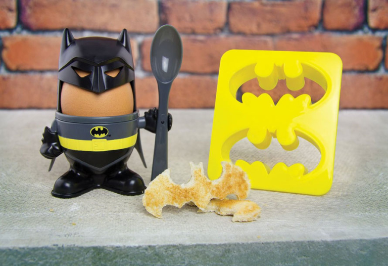 Batman egg cup and toast cutter from the batcave to your breakfast table