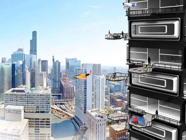 Drone Tower: Futuristic apartments with drone-friendly balconies