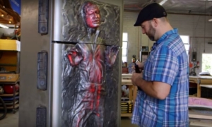 Movie effect artist traps Han Solo in carbonite refrigerator