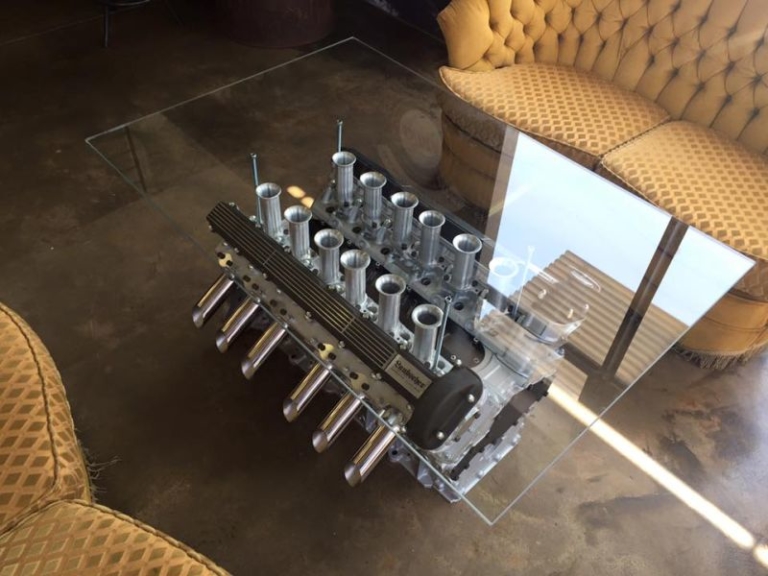 Show-off your passion for sportscars with this engine coffee table