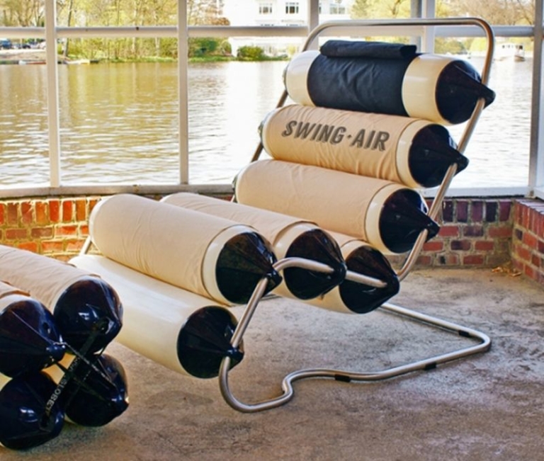 Swing-Air Cantilever Chair utilizes boat fenders for cushioning