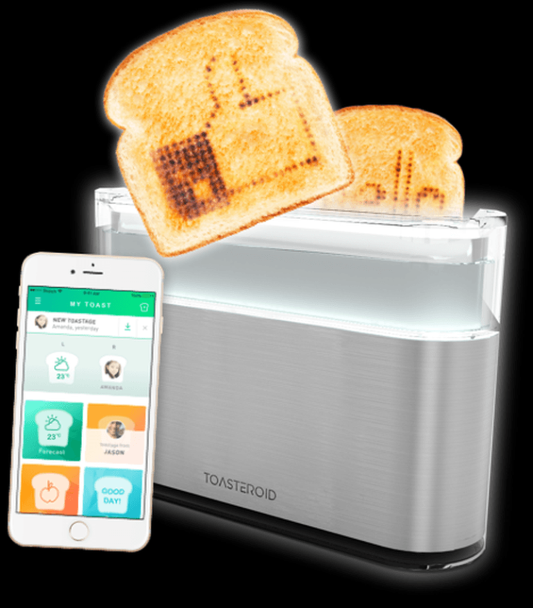 Smart phone powered Toasteroid imprints catchy doodles on toasts