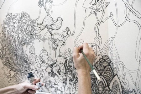 Fashion designer used her drawings for magical bathroom makeover