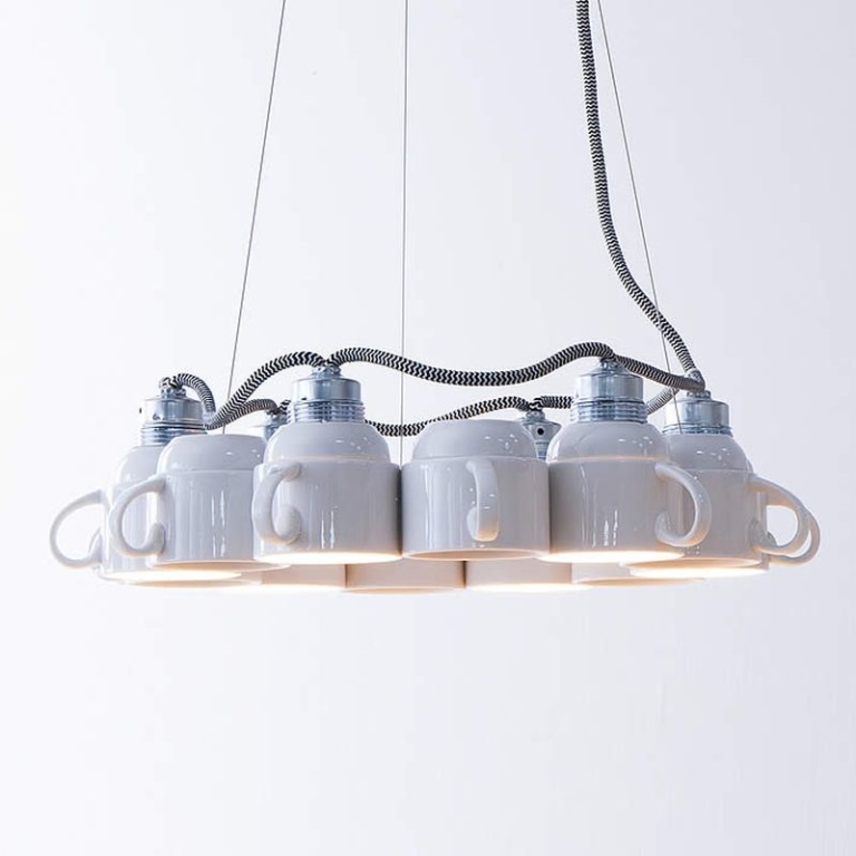 DIY: Cuplight chandelier by Lucas & Lucas crafted from coffee cups