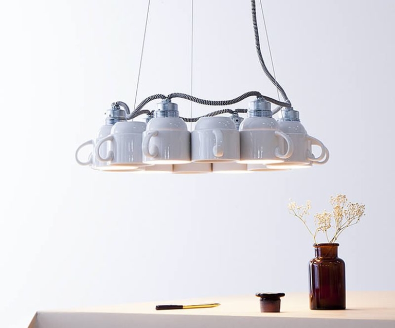 DIY: Cuplight chandelier by Lucas & Lucas crafted from coffee cups