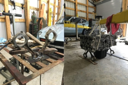 Father-son duo builds WRX Boxer engine coffee table in wrinkle red touch