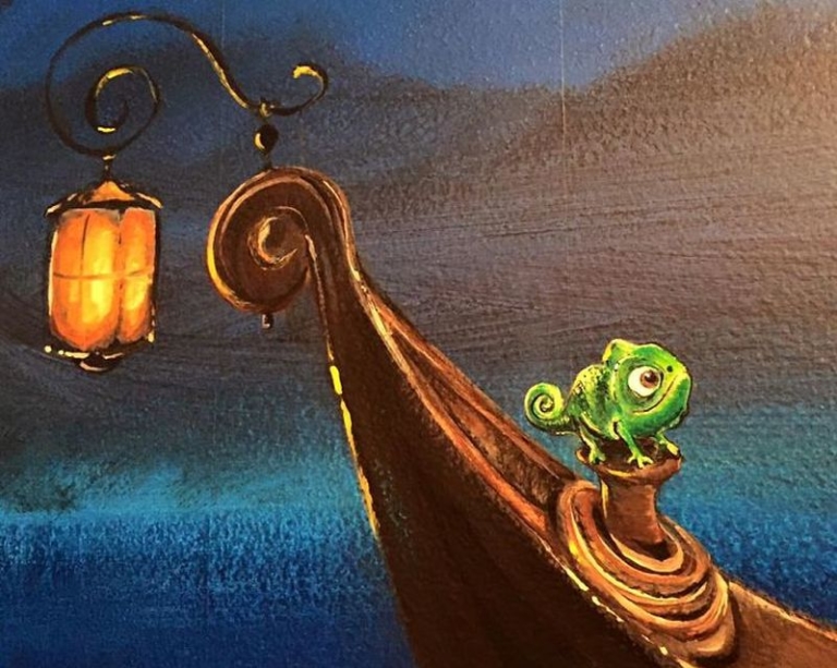 Mom Paints Tangled Wall Mural for Her Daughter’s Bedroom