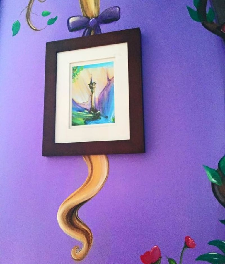Mom Paints Tangled Wall Mural for Her Daughter’s Bedroom