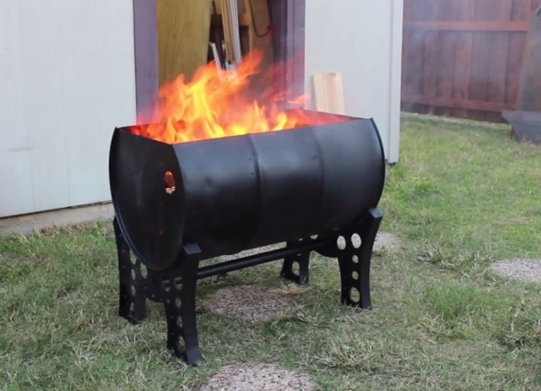 DIYer upcycles Old Drum into Functional Scrap Wood-Burning Pit