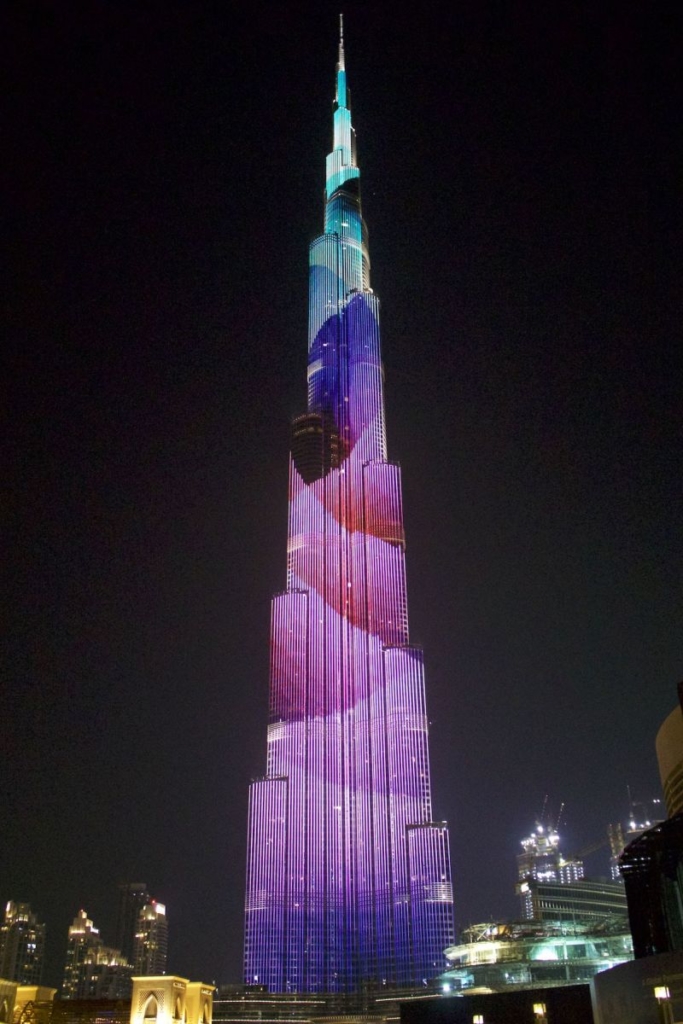 Burj Khalifa draped in fantastic art installation of the universe