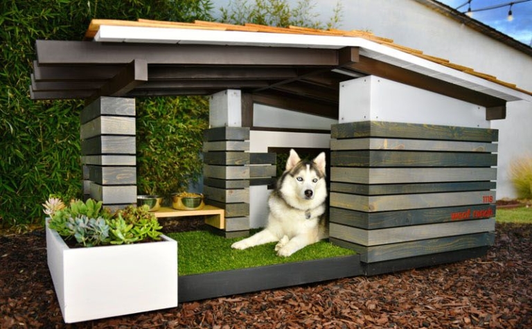 Handcrafted dog houses inspired by the mid-century modern designs