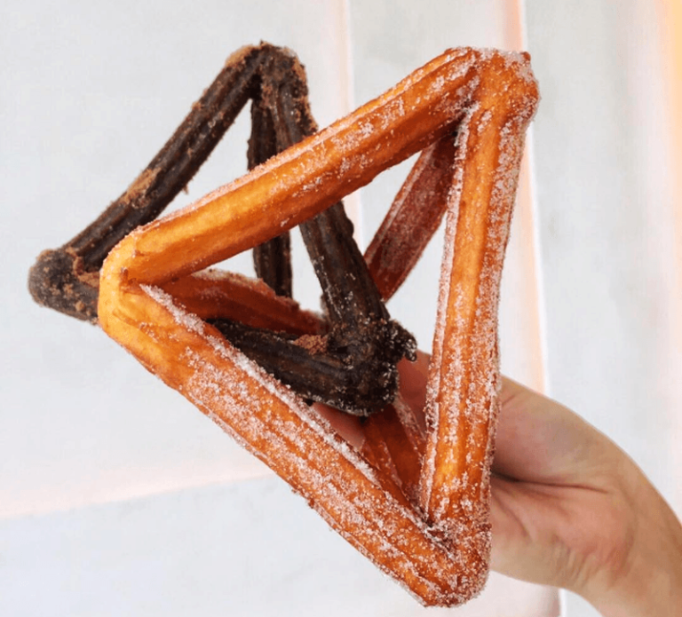 Interlocking pyramid-shaped Churroduo is a delicious geometric treat