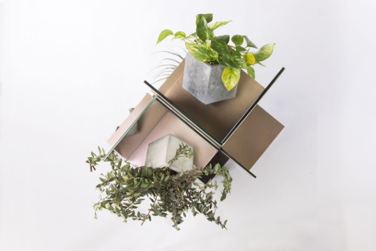Comité de Proyectos designs mirrored plant stand