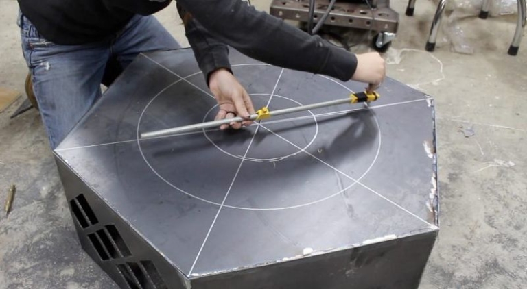 Texas girl designs DIY steel fire pit with diamond cut-patterns