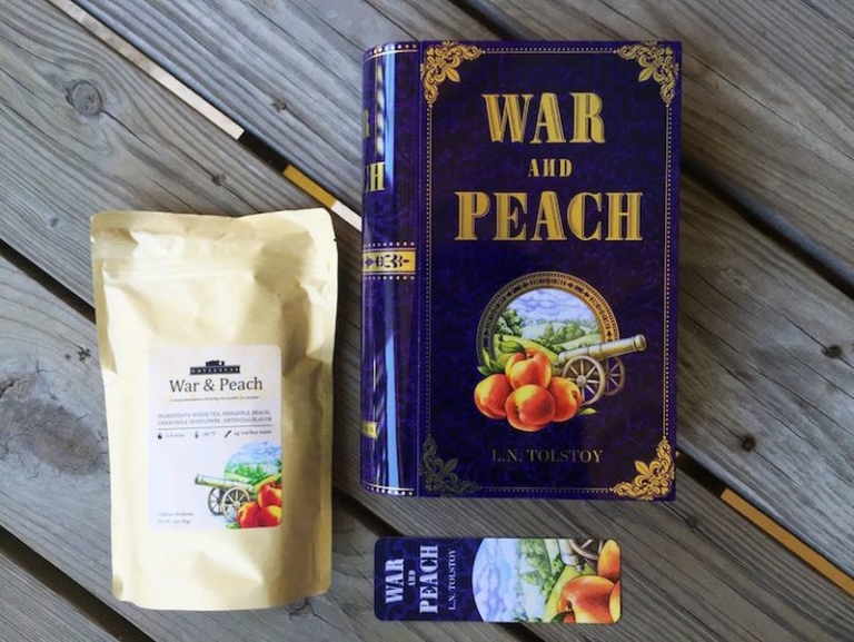 Book-shaped tea tins by NovelTeas are reminiscent of classic novels