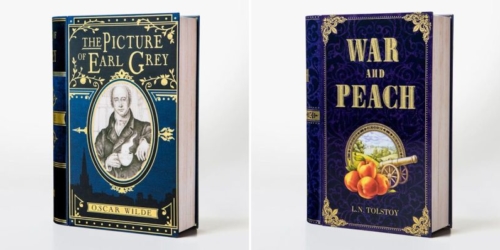 Book-shaped tea tins by NovelTeas are reminiscent of classic novels