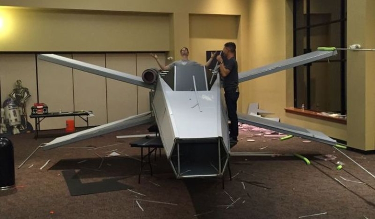Star Wars fanatic builds life-size X-wing fighter replica for $400