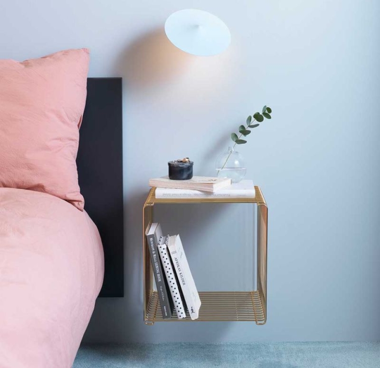 Panton Wire modular shelf doubles as a side table