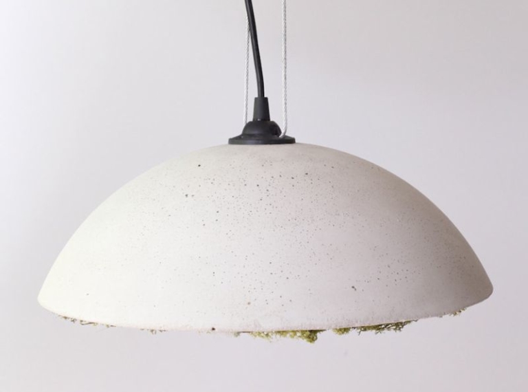 Wall Clock & Ceiling Lamp Made From Natural Moss