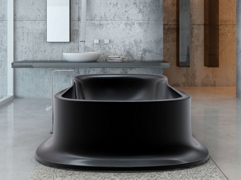 Bathe in Black! Freestanding Volcano bathtub by ZADItaly