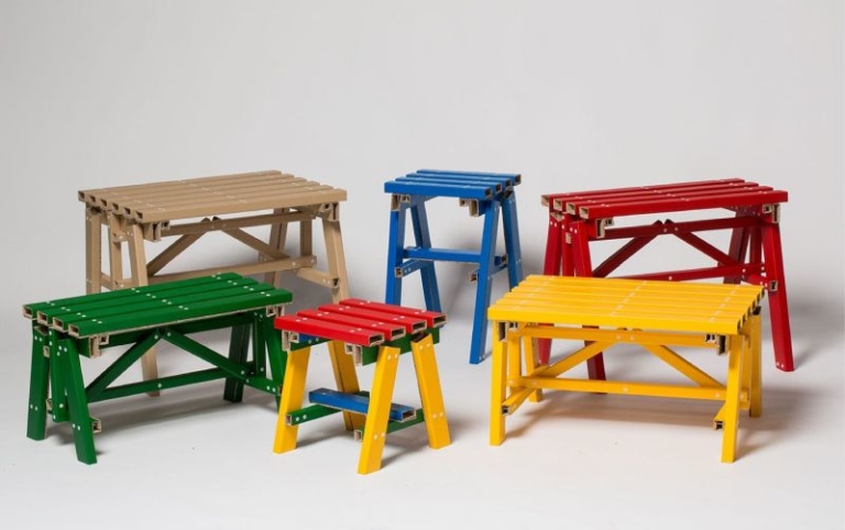 Flat pack lumber table designed entirely with cardboards