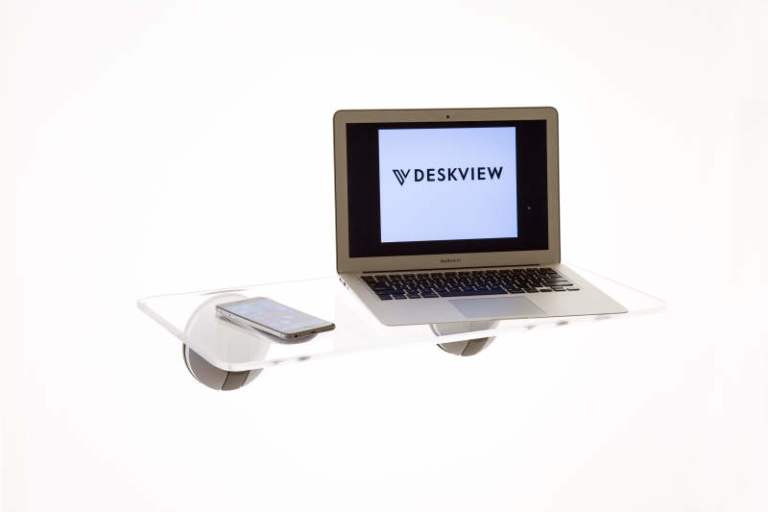 DeskView is a window-mounted adjustable standing desk