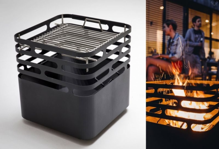 Portable Cube Fire Basket modernizes bonfire experience