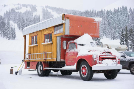 Pro snowboarder turns 1953 GMC fire truck into fancy home on wheels
