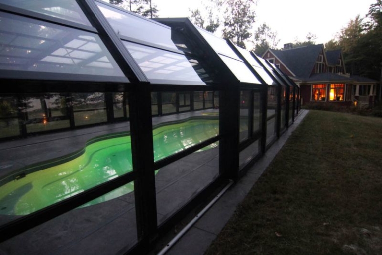 Libart’s retractable swimming pool roof for a house in picturesque ...