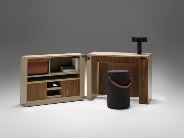 Office-in-a-Box: Cubic console opens into a functional workstation