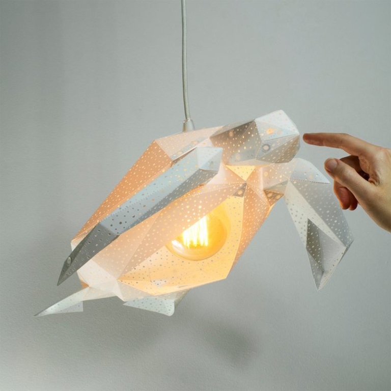 VasiliLights studio crafts paper lamp shades in shape of aquatic animals