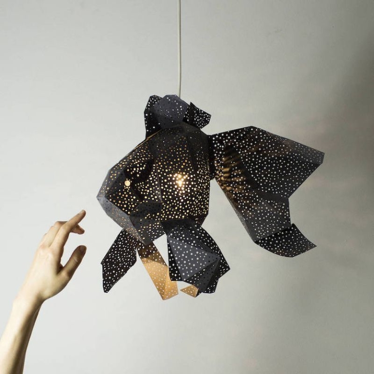 VasiliLights studio crafts paper lamp shades in shape of aquatic animals