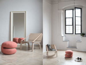 Dango flexible armchair has two removable poufs