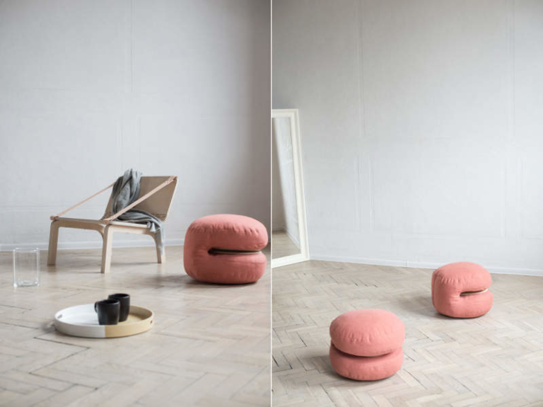 Dango flexible armchair has two removable poufs