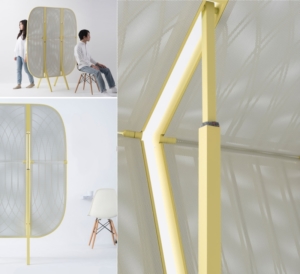 Multifunctional room divider that transforms into a bar table