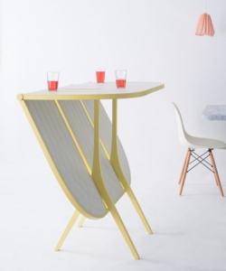 Multifunctional room divider that transforms into a bar table