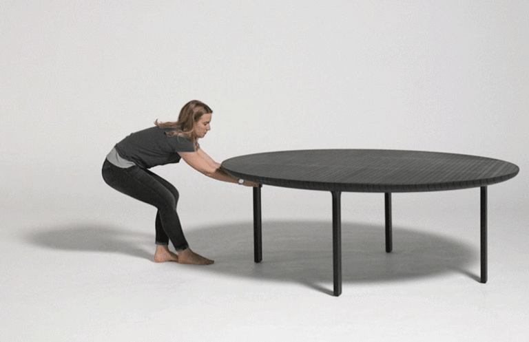 Friction Table Stretches or Shrinks to Adapt to Available Space