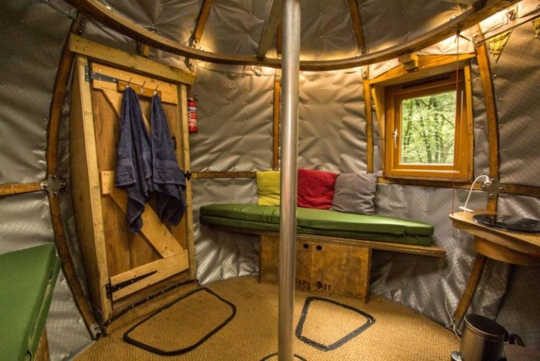 You can rent this hanging treehouse pod for $128 per night