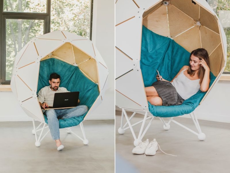 The Planet: One-person pod to escape from distracting sounds in offices