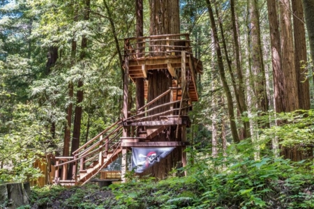 This Boho Style Cabin Comes with its Own Treehouse and Zip Line