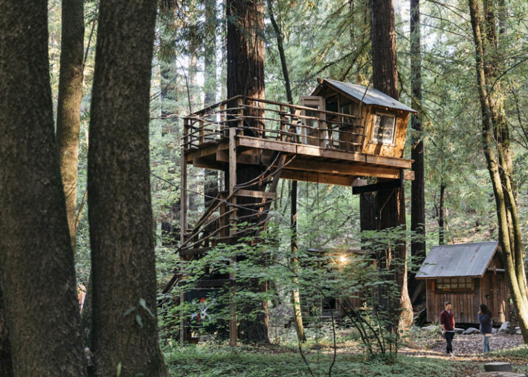 This Boho Style Cabin Comes with its Own Treehouse and Zip Line