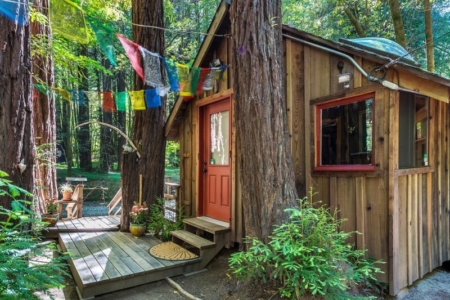 This Boho Style Cabin Comes with its Own Treehouse and Zip Line