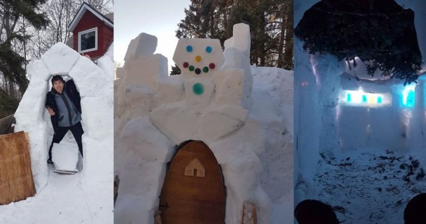 Man builds life-sized snow castle in his backyard