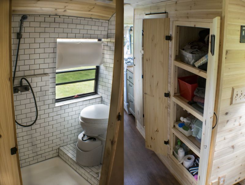Converted School Bus Home with Rooftop Deck is Perfect for Life on the Road