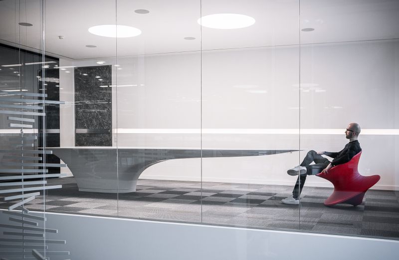 Fabio Gianoli’s Gravity-Defying Meeting Room Table Crafted From KRION