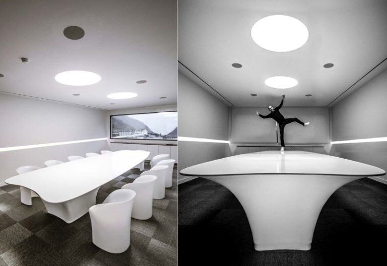 Fabio Gianoli’s Gravity-Defying Meeting Room Table Crafted From KRION
