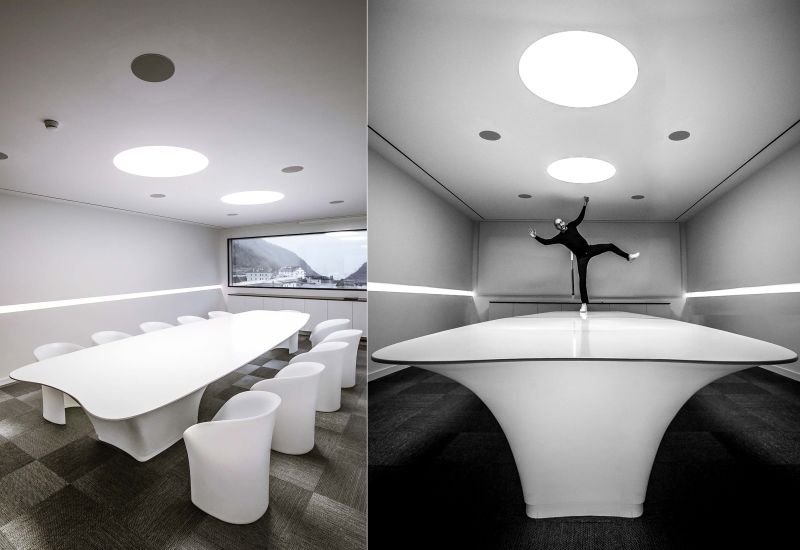 Fabio Gianoli’s Gravity-Defying Meeting Room Table Crafted From KRION