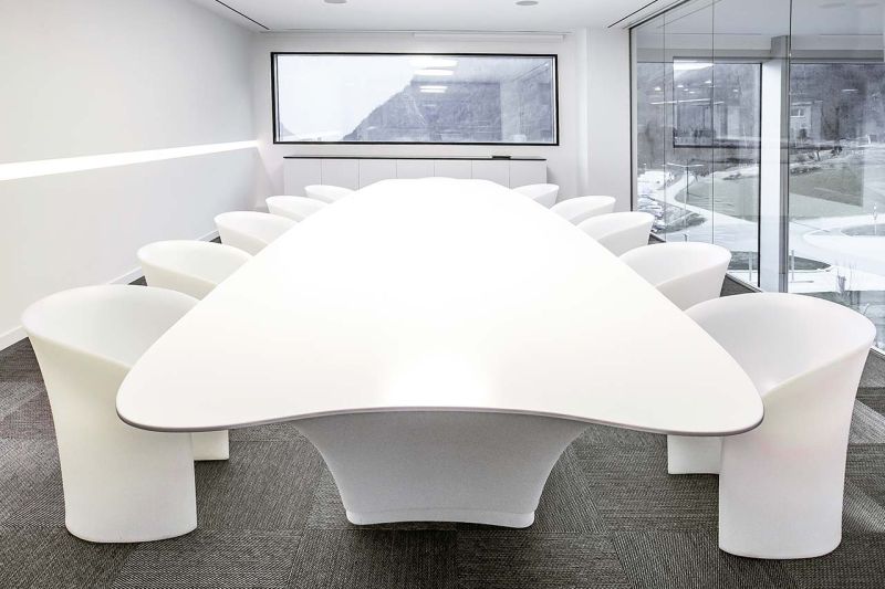 Fabio Gianoli’s Gravity-Defying Meeting Room Table Crafted From KRION