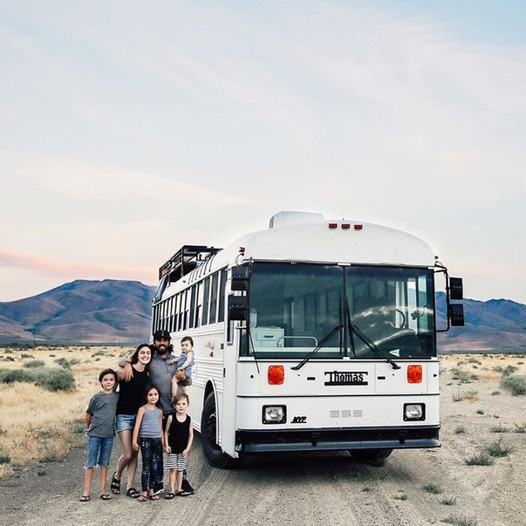 Couple Transforms Old Thomas School Bus into Comfy Mobile Home